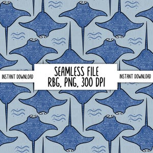 Manta Ray Png Transfer for Clay, Surface Design, Seamless Pattern ...