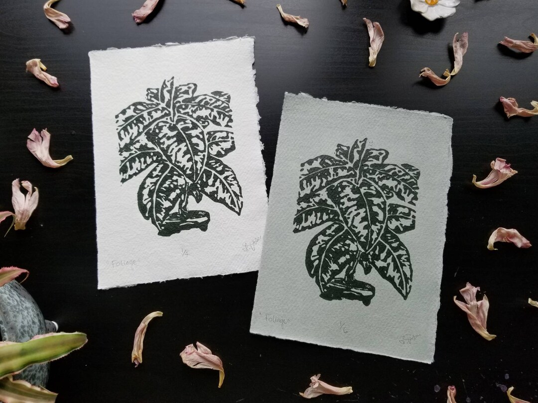 Foliage Plant Print ~ Original Art ~ Linocut Print ~ Hand Carved ...