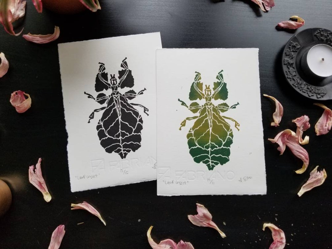 Leaf Insect Print ~ Original Art ~ Linocut Print ~ Hand Carved ...
