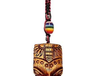 Tiki Keychain, Braided Macramé Keyring - Handmade Resin Key Ring ...