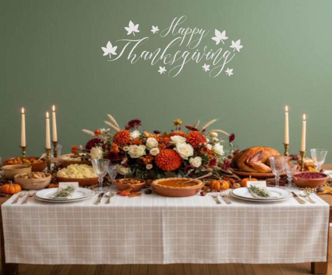 Happy Thanksgiving Vinyl Decal | Fall Holiday Wall Sticker ...