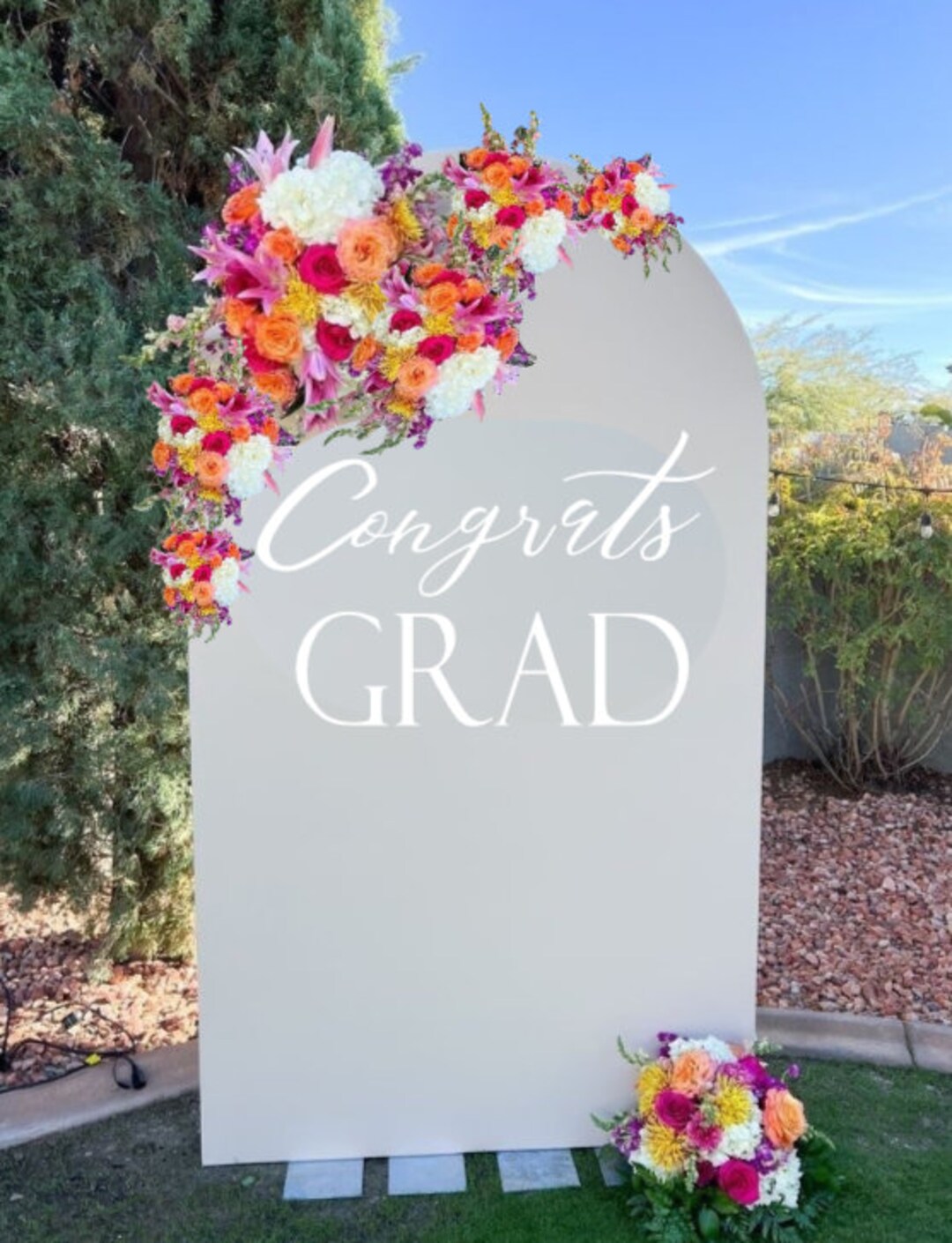 Graduation Party Iron on Decal for Fabric Backdrop Arch - Congrats Grad ...