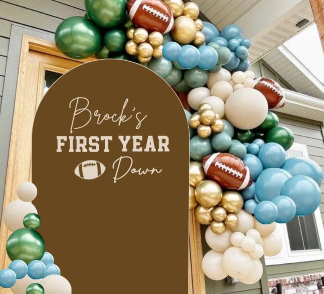 First Year Down Decal HTV for Football Birthday Party Fabric Backdrop ...