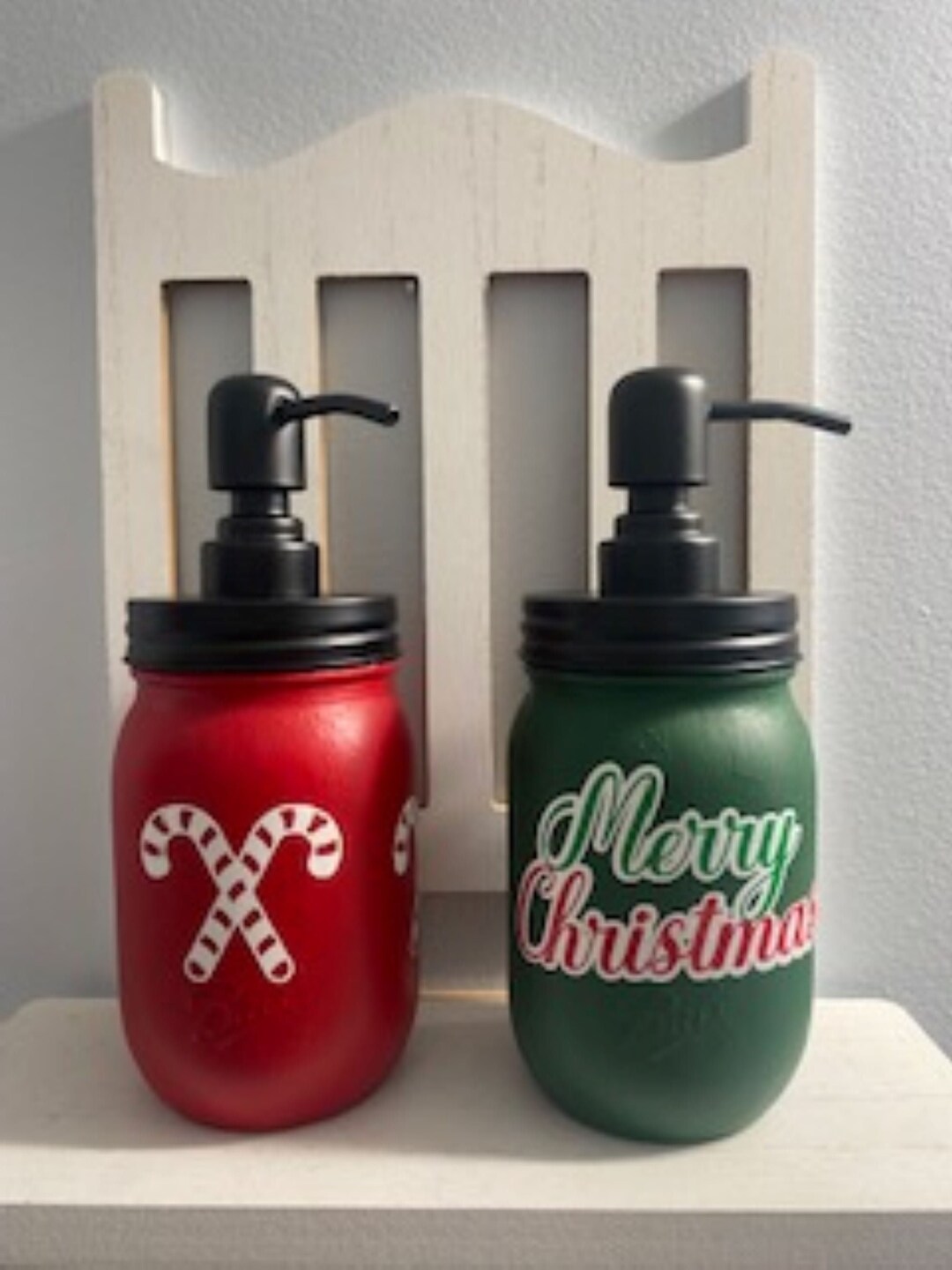 Red Candy Cane Soap Dispenser|| Green Merry Christmas Soap Dispenser - Etsy