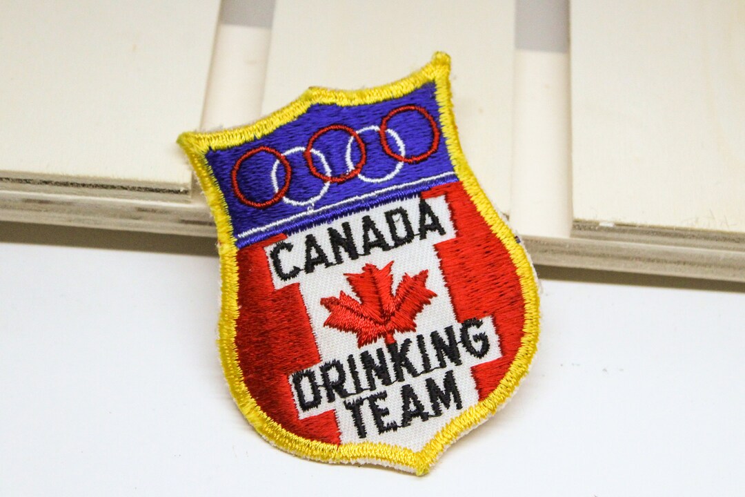 Vintage 1980s Patch Canadian Drinking Team Iron on Patch 80s 1990s ...