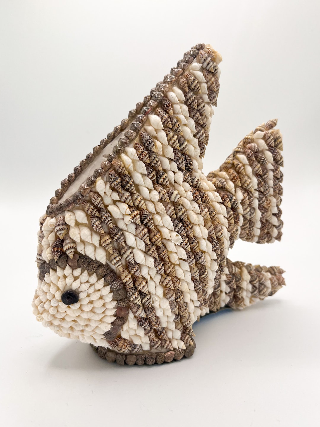 Vintage Vase Shell Fish Sculpture Handmade Natural Boho 1970s Home ...