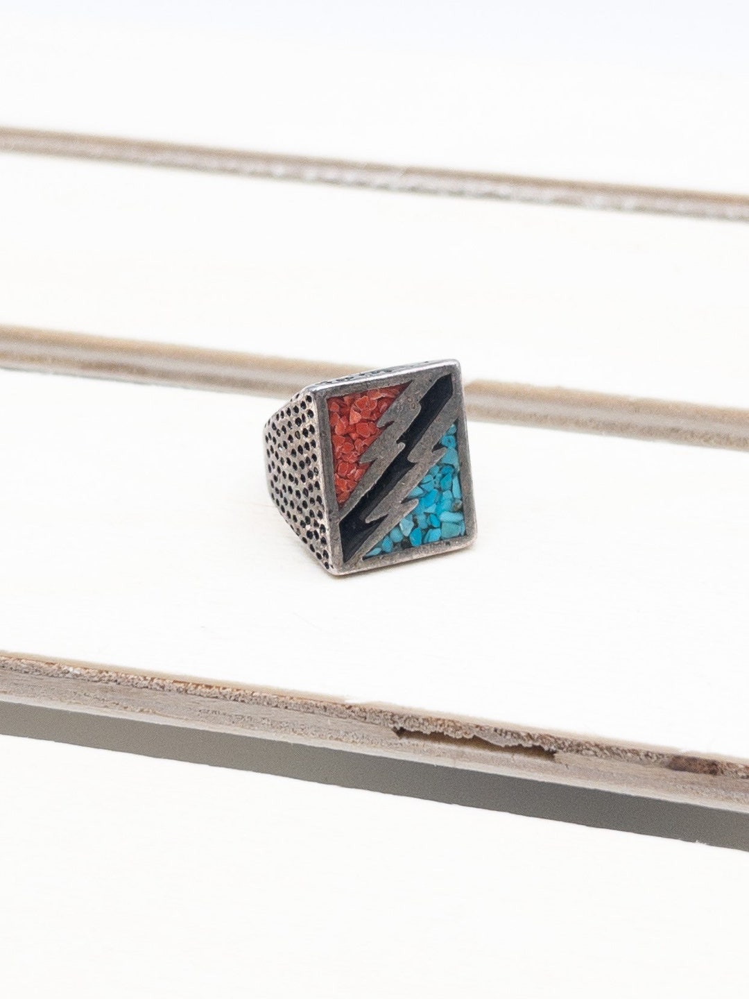 Vintage Inlay Ring Tribal Patterns Size 8.5 1980s 1990s Men's Jewelry ...