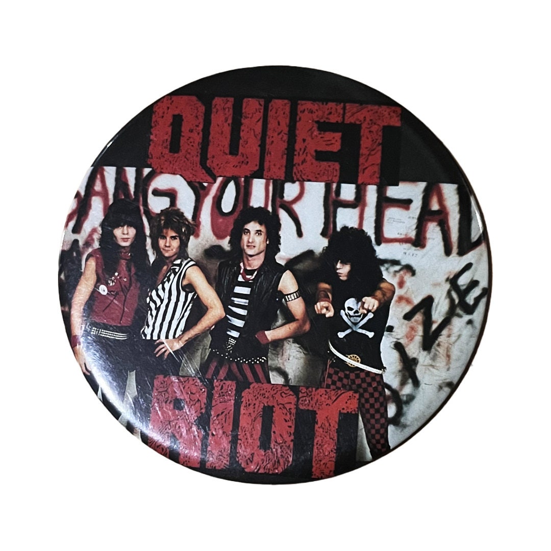 BIG Vintage Pin/ Button Quiet Riot 1980s Pinback Large Oversized ...