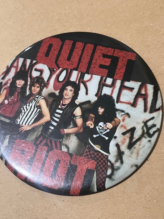 BIG Vintage Pin/ Button - Quiet Riot - 1980s pinback … - Gem