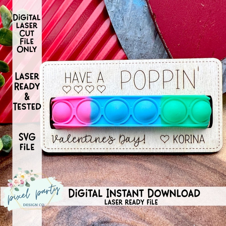 DIGITAL File Valentine's Day Popper Bracelet Card Laser File - SVG File ...