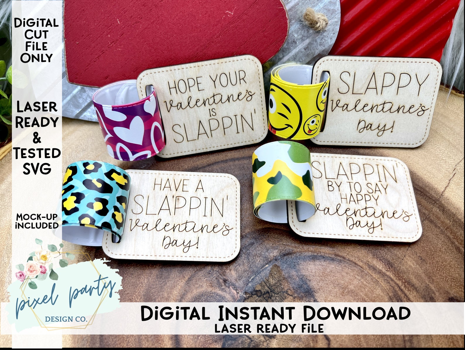 DIGITAL File 4 Designs Valentine's Day Slap Bracelet - Etsy