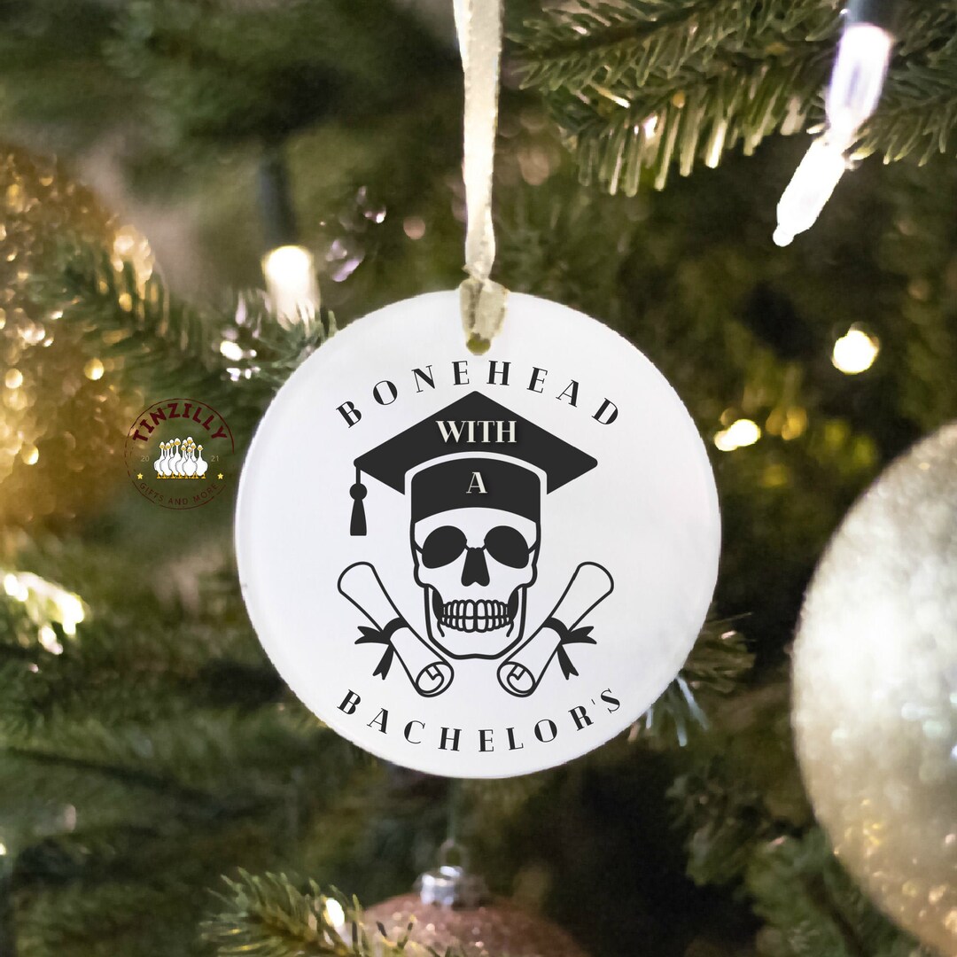 Bonehead With a Bachelor's Ceramic Ornament, Christmas Gift for ...