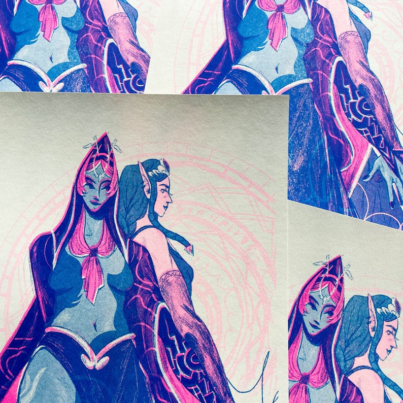 Midna & Zelda: Twilight Princess Risograph - Etsy