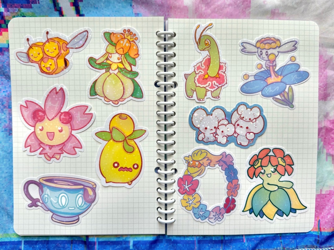 Pokemon Holographic Stickers Cherrim Comfey Bellossum Liligant Combee ...