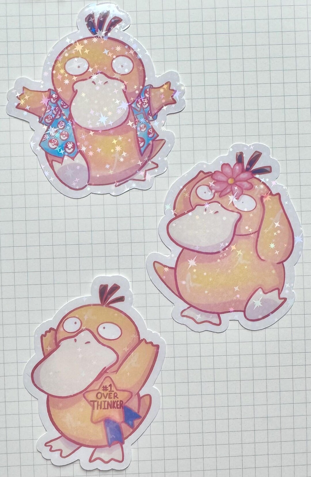 Pokémon Psyduck Holographic Stickers - Etsy