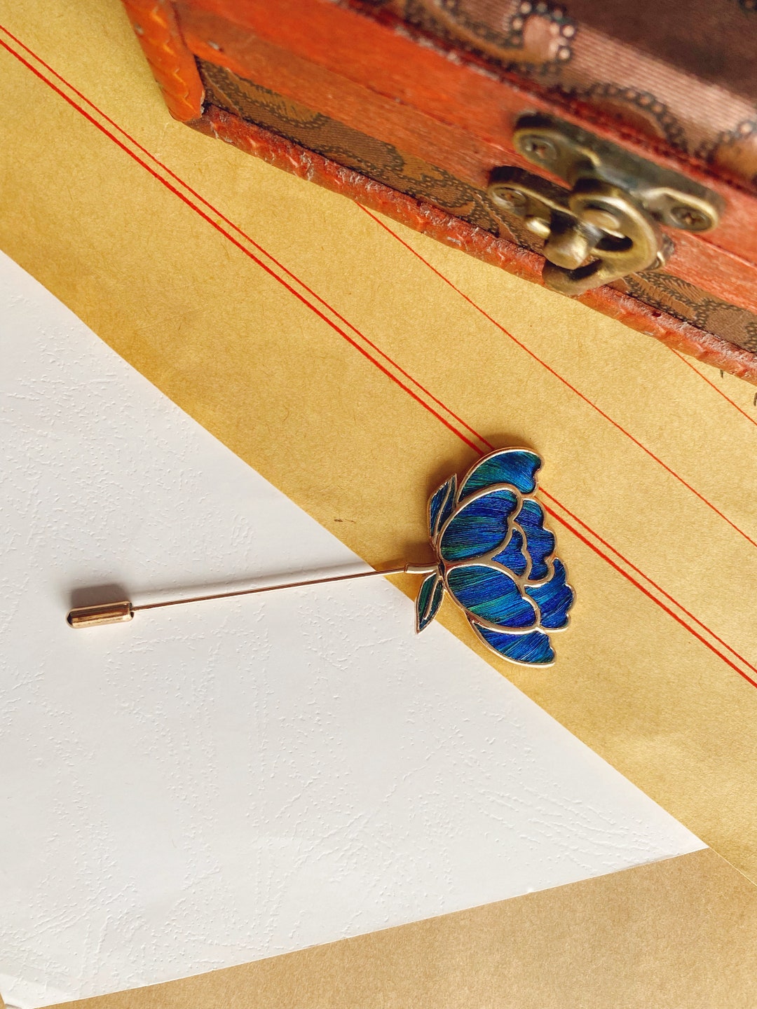 Peacock Feather Flower Brooch: Traditional Kingfisher Craft Jewelry - Etsy