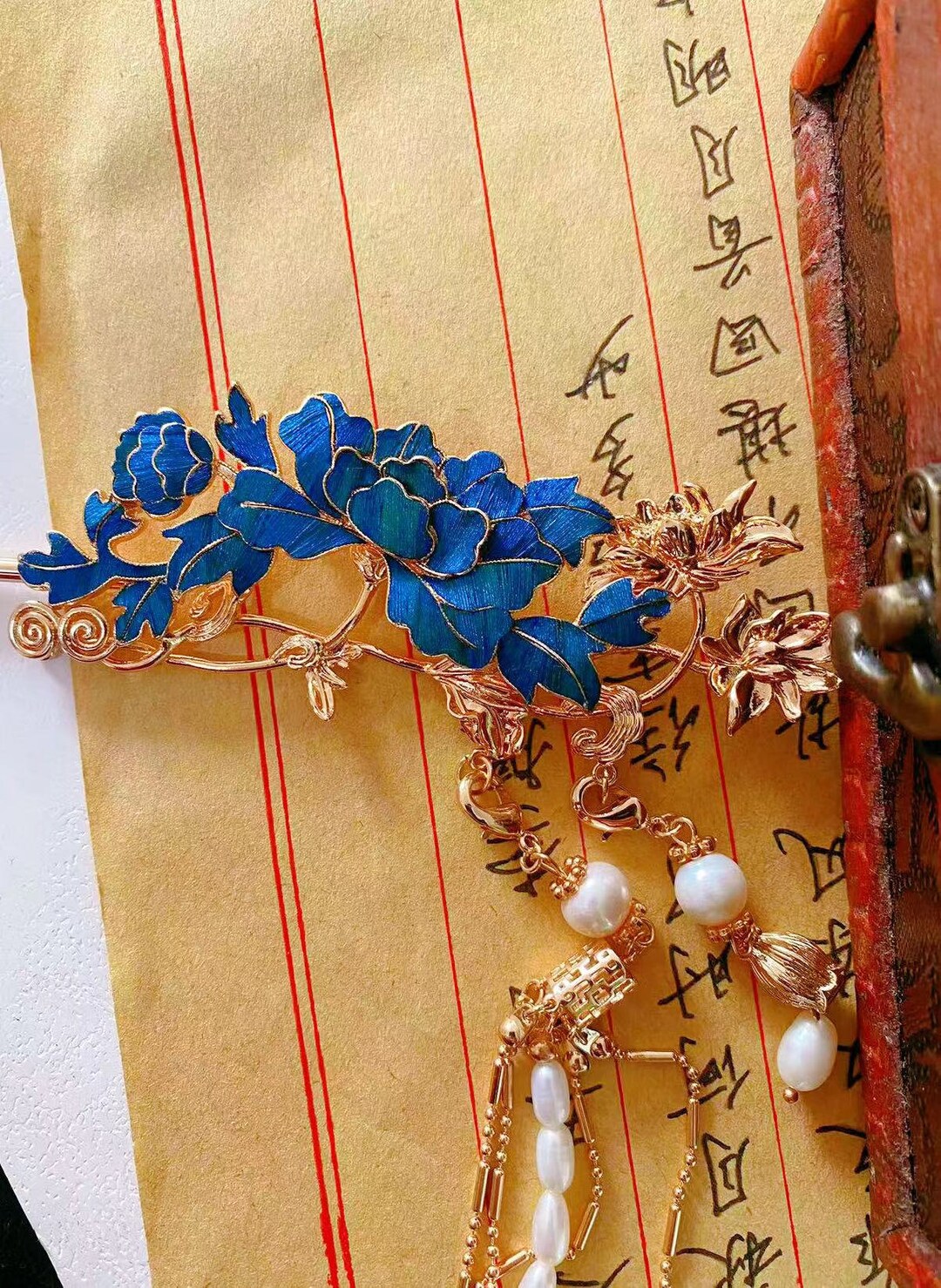 Kingfisher Craft Forbidden City Remake Style Hairpin Peacock Feather ...