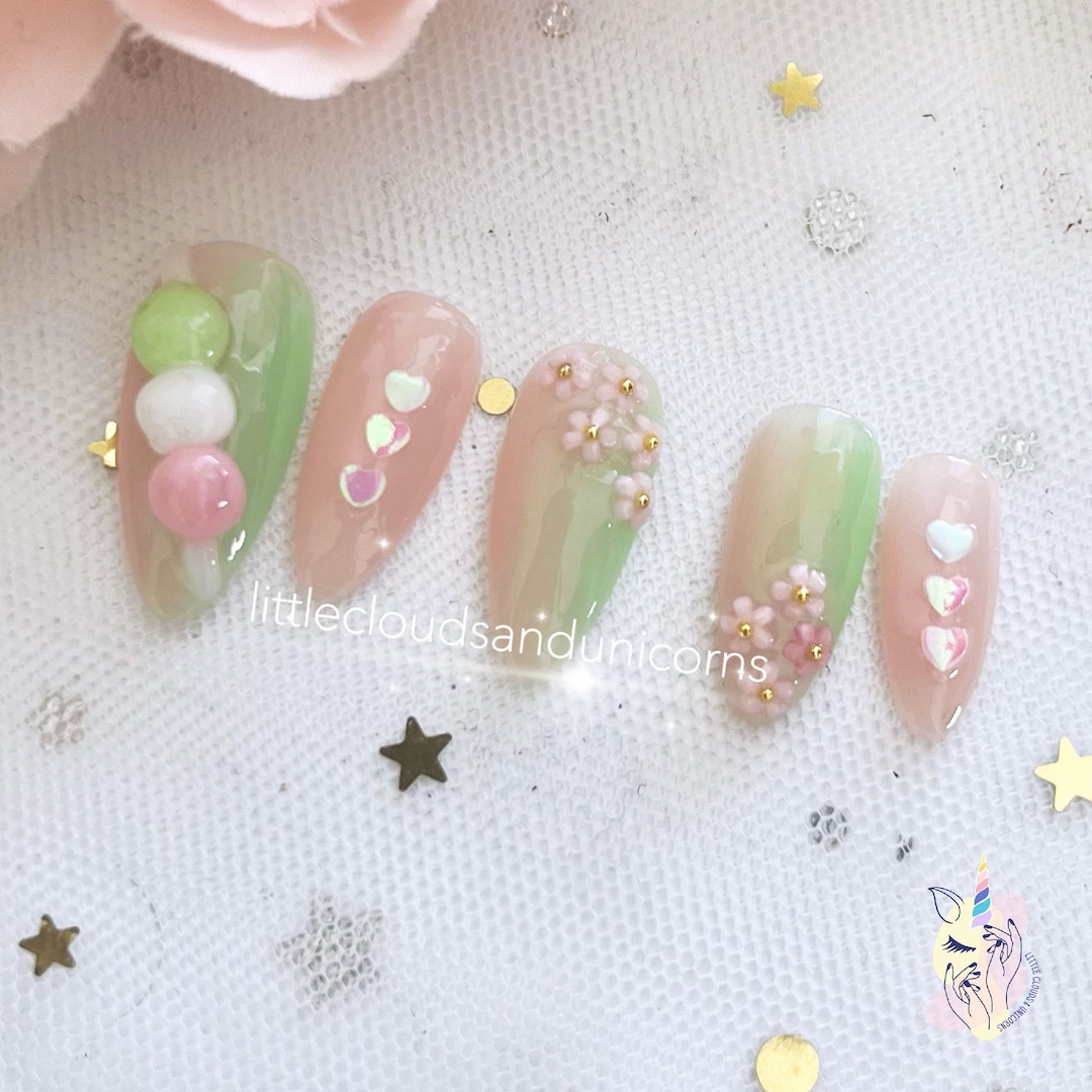 Japanese Dango Press on Nails | Press on Nails | Handmade Nails ...