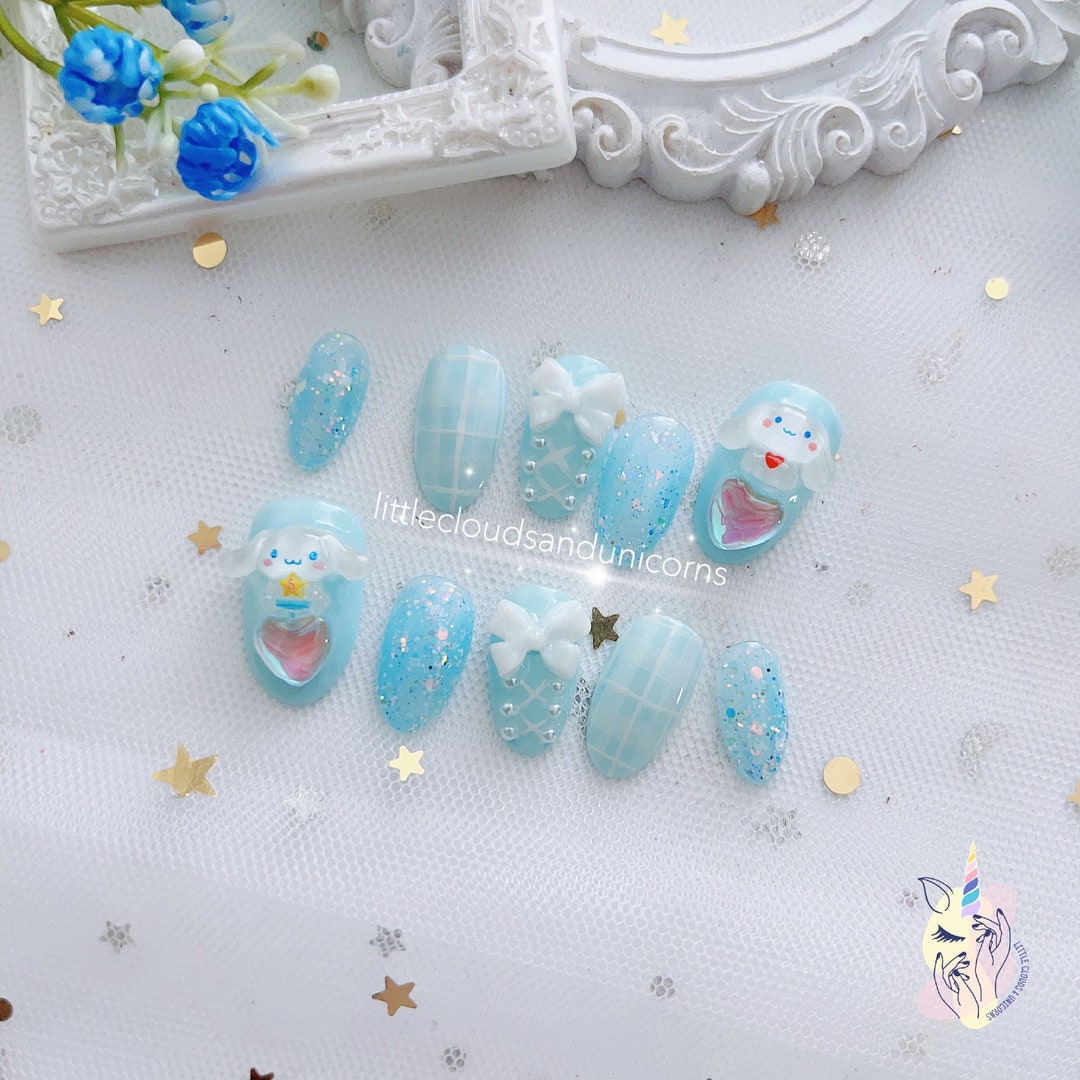 Cinna Dog Press on Nails Japanese Press on Nails Glue on Nails Handmade ...
