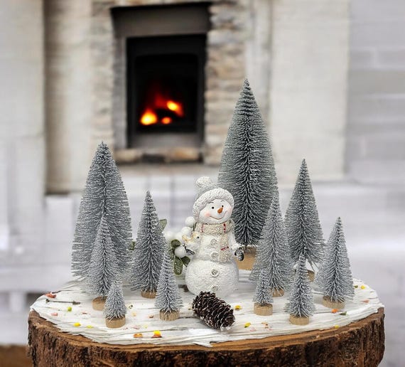 Glittery Silver Mini Artificial Christmas Trees Small Christmas Tree Halloween Display Miniature Trees Bottle Brush Trees Home Decor Etsy UK