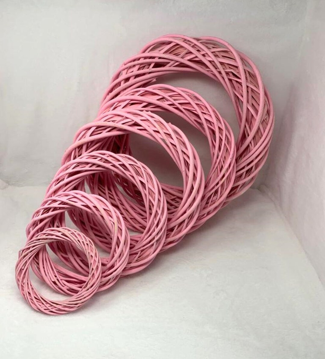 Pink Rattan Wicker Wreath Ring, DIY Wreath, 15cm, 20cm, 25cm, 30cm, 35 ...