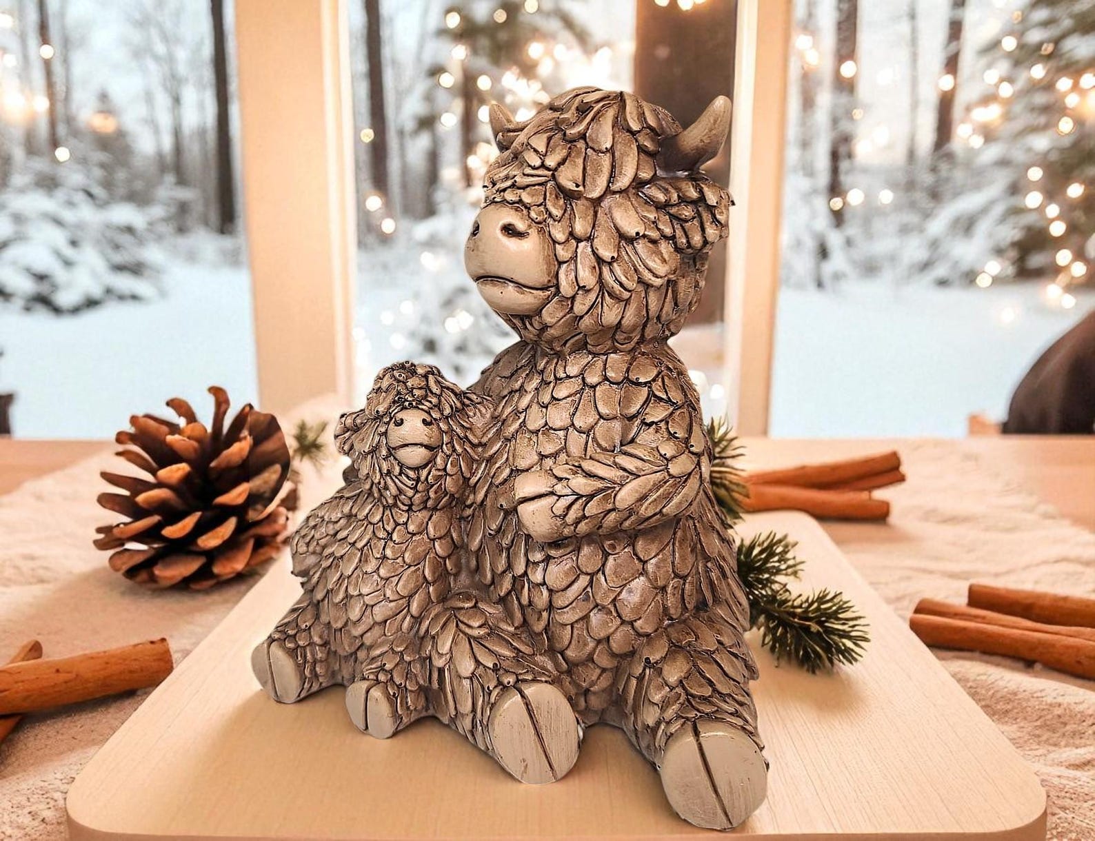 Highland Cow and Baby Ornaments, Scottish Festive Home Decor - Etsy