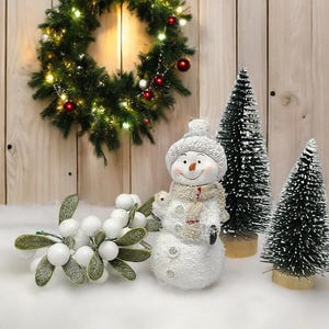 Snowy Dark Green Mini Christmas Trees, Winter Wonderland Bottle Brush ...