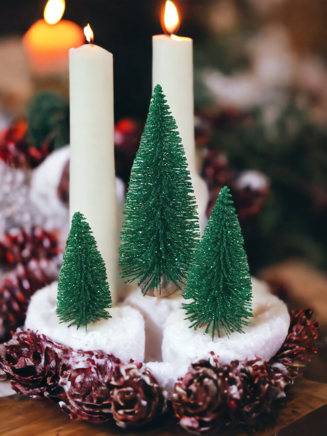 Sparkly Forest Green Mini Artificial Christmas Tree, Small Christmas ...