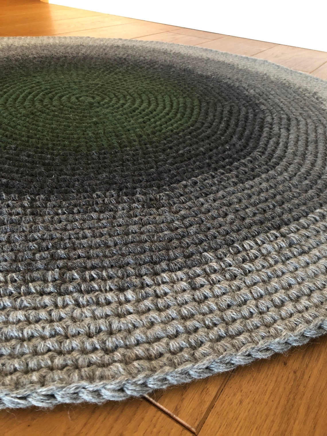Round Wool Rug FIR, Crochet Natural Bedroom Floor Rug - Etsy