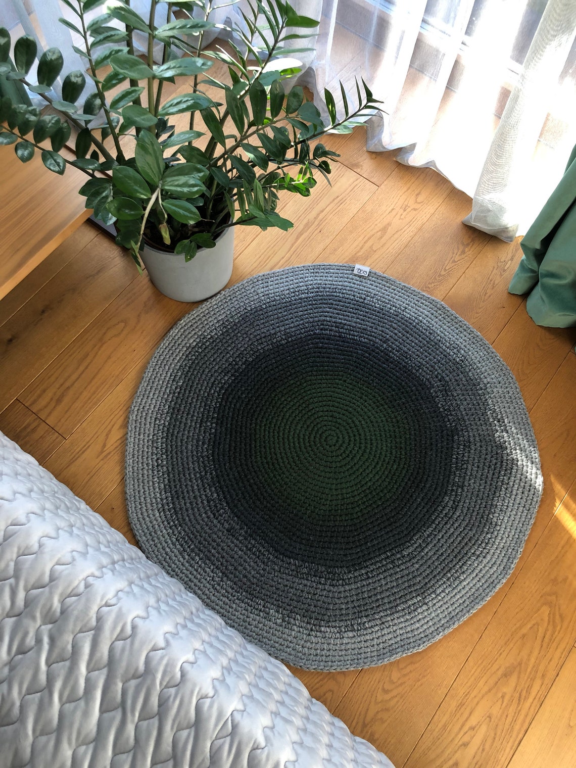Round Wool Rug FIR Crochet Natural Bedroom Floor Rug - Etsy
