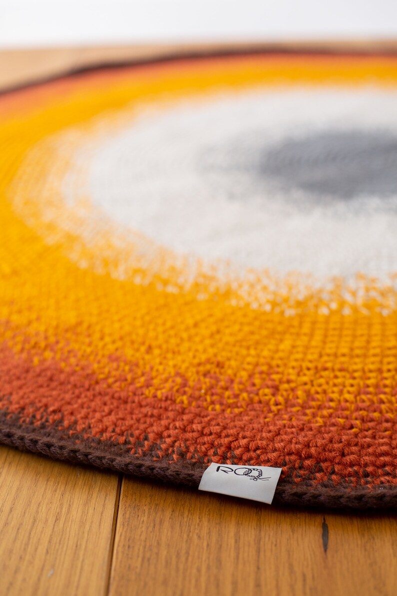 Handmade Orange Rug AMBER, Crochet Round Wool Floor Rug - Etsy