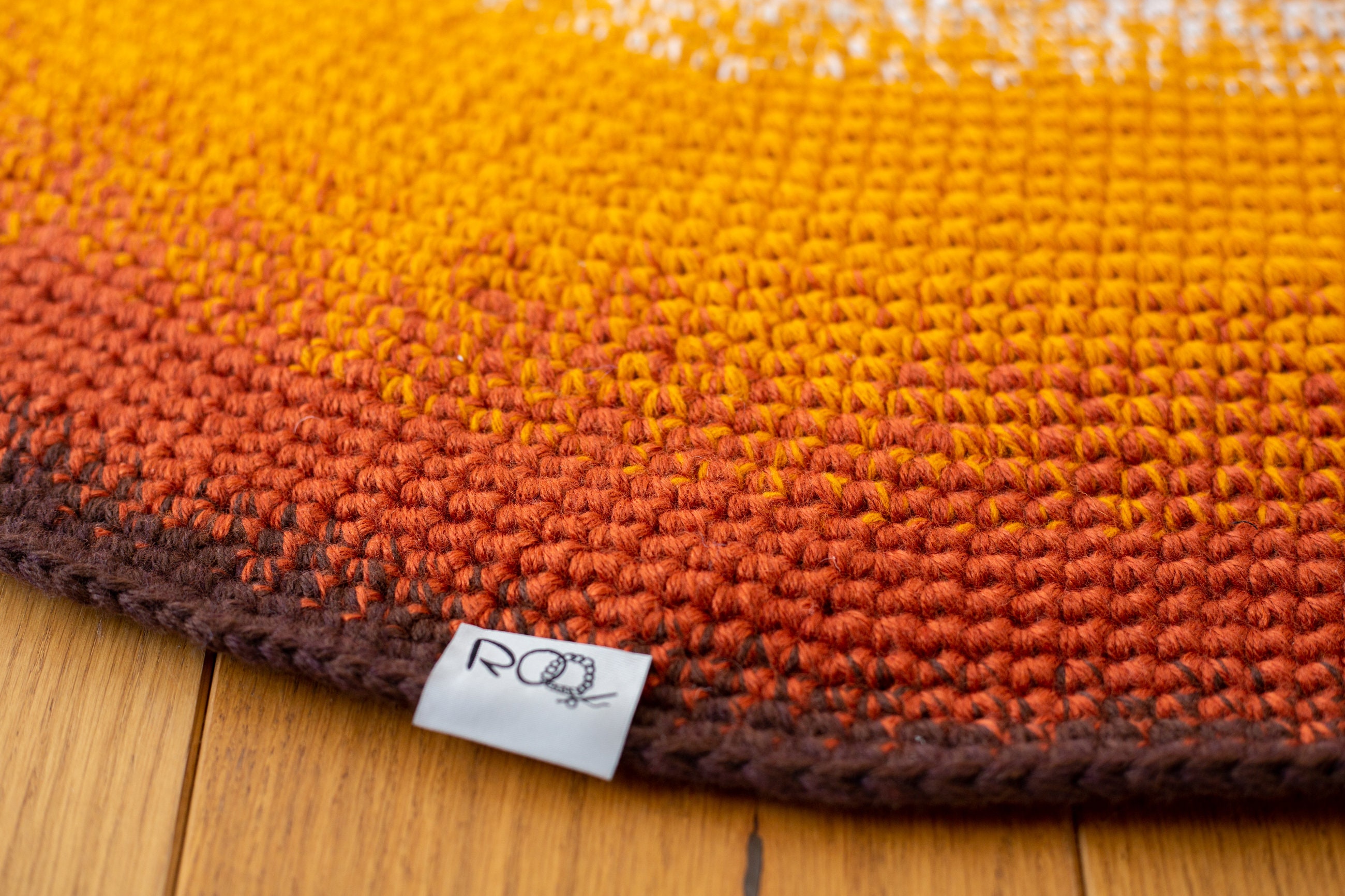 Handmade Orange Rug AMBER, Crochet Round Wool Floor Rug - Etsy