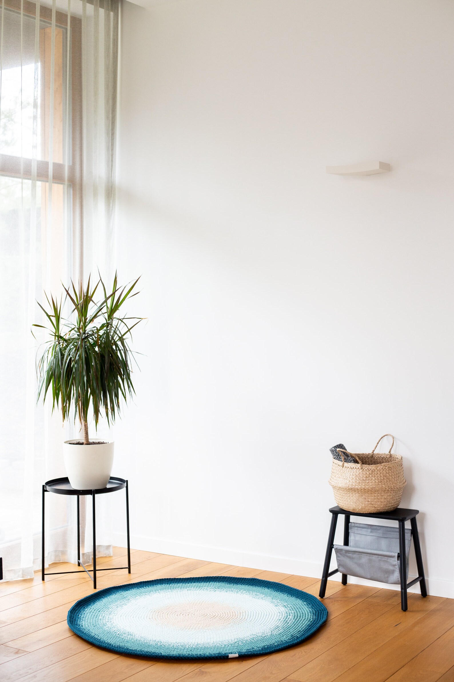 Crochet Blue BEACH Rug, Round Meditation Rug - Etsy