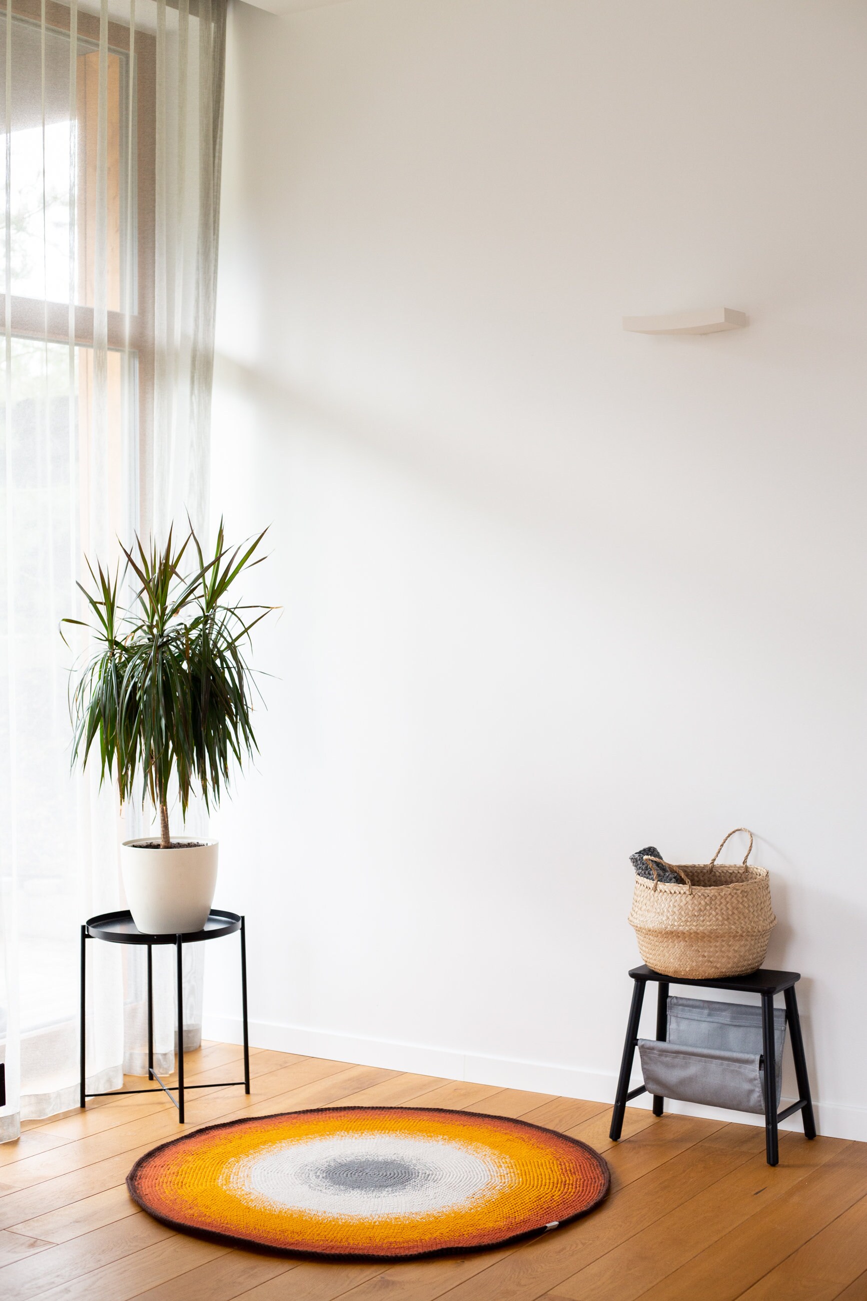 Handmade Orange Rug AMBER, Crochet Round Wool Floor Rug - Etsy