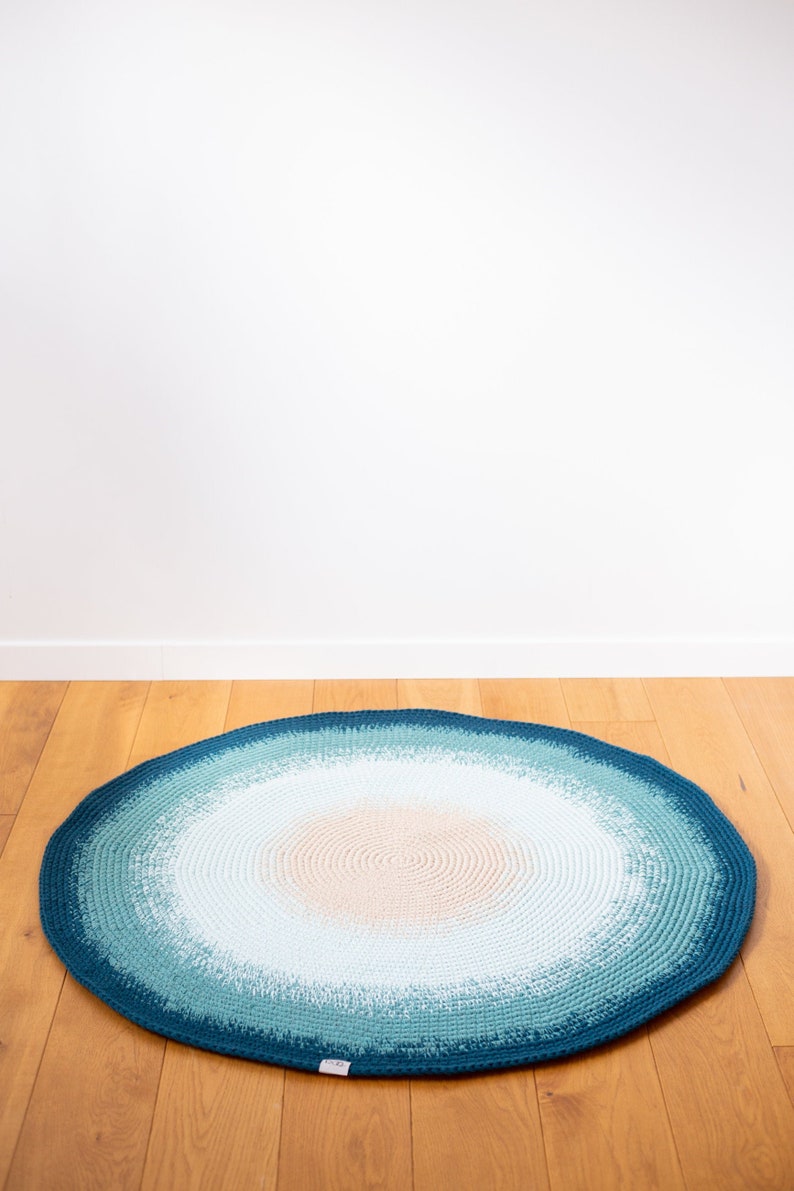 Crochet Blue BEACH Rug, Round Meditation Rug - Etsy