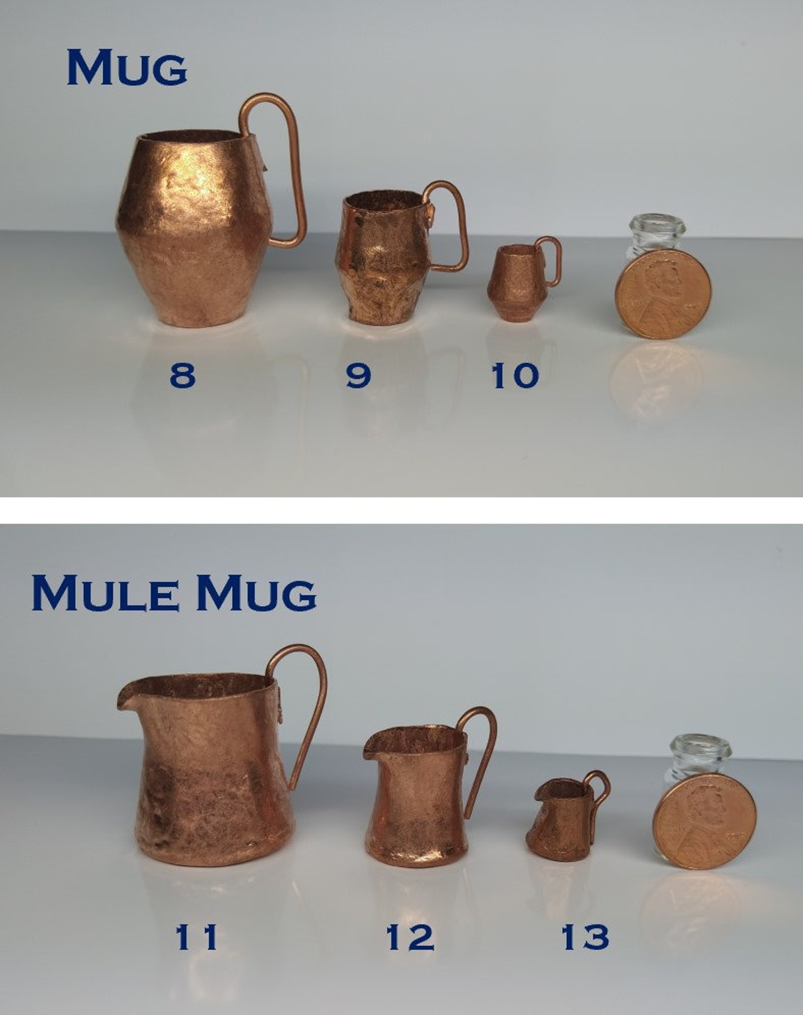 Miniature Copper Cookware, 100% Authentic Copper, 1:12 Scale, Dollhouse ...