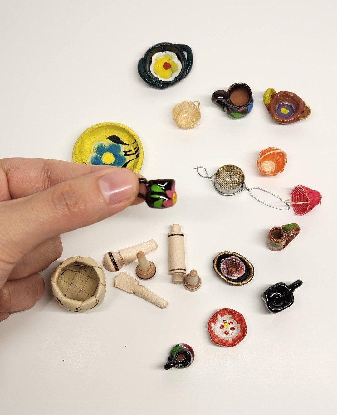 Miniature Hispanic Mexican Ceramic Cups & Plates, Kitchen Accessories ...