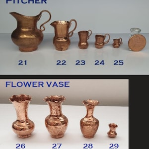 Miniature Copper Cookware, 100% Authentic Copper, 1:12 Scale, Dollhouse ...