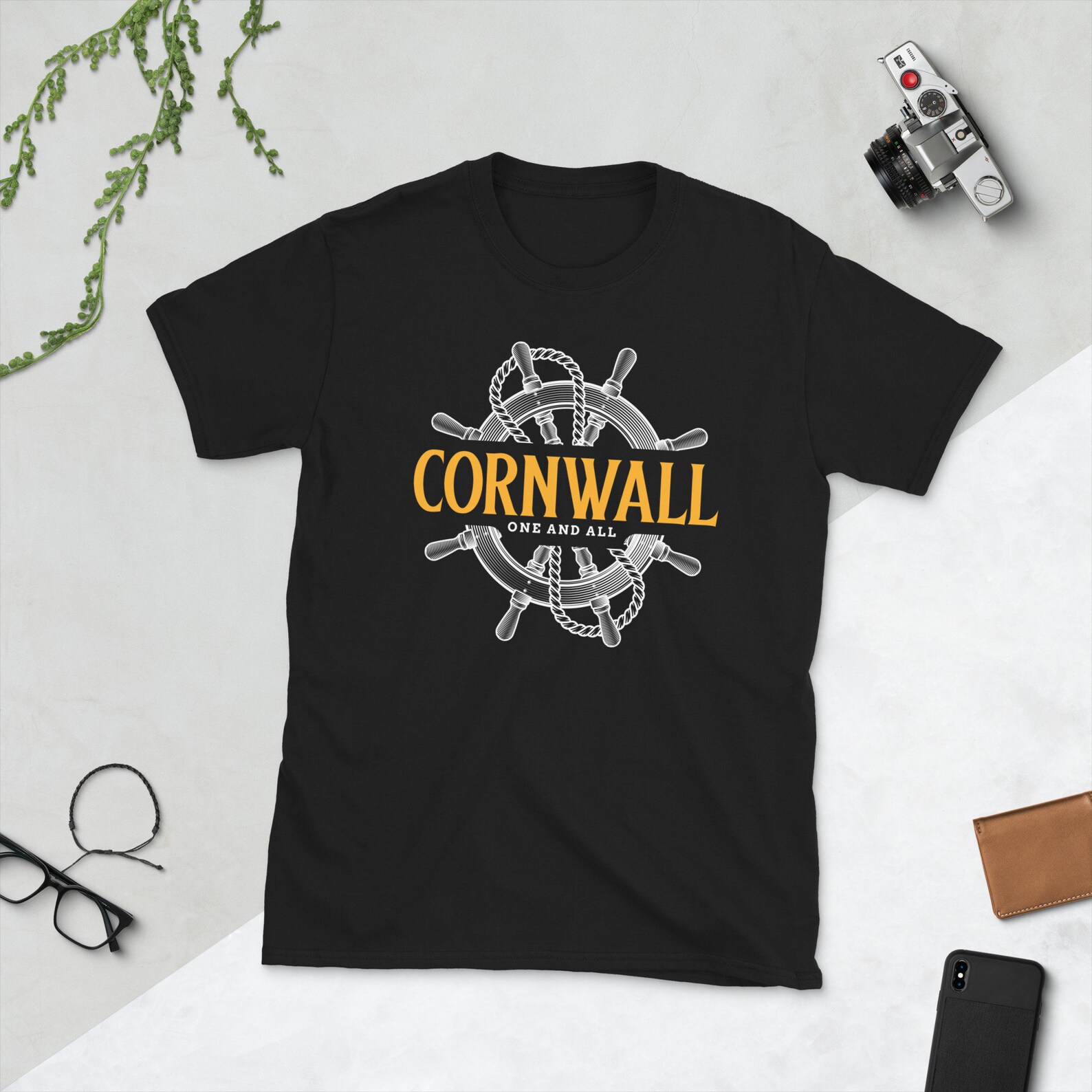 Cornwall Ships Wheel T-shirt: Cornish Pride Cotton Tee - Etsy