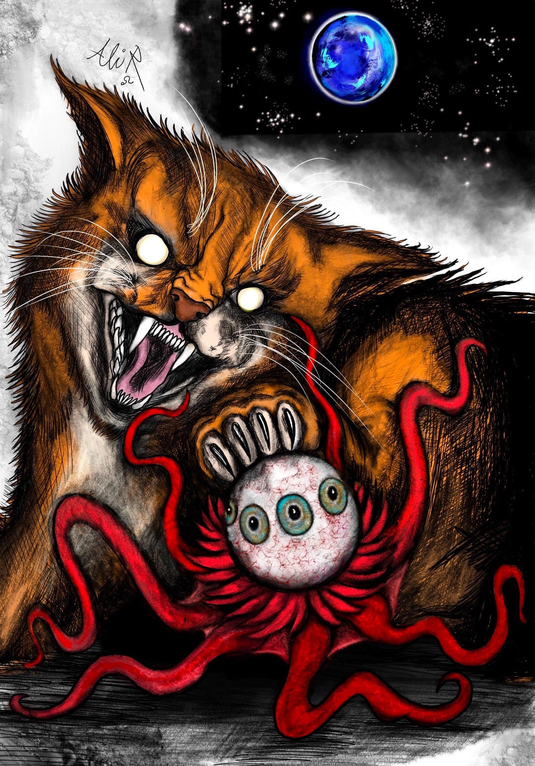 Alien Earth Fan Art Feline Vs T- Ocellus Art Print - Etsy