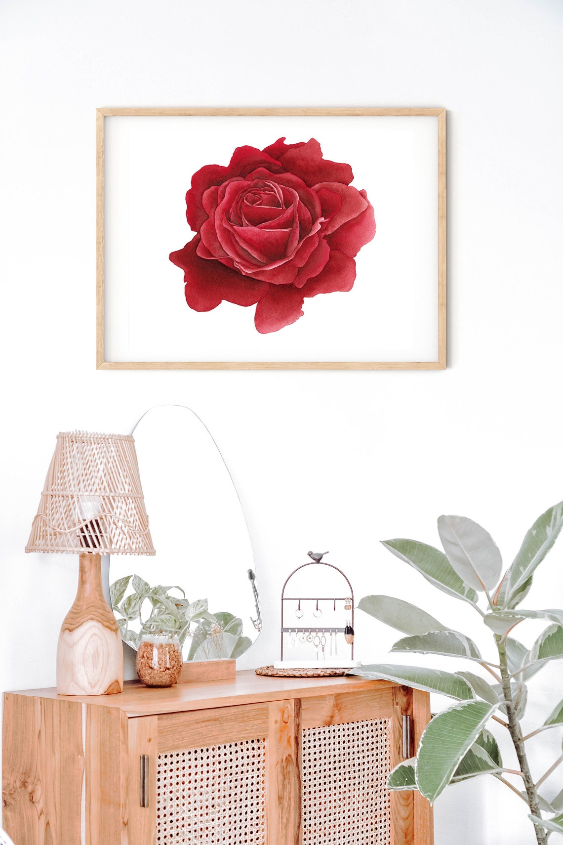 Rose Flower Print, Floral Art Print, Botanical Wall Art, Flower Art ...