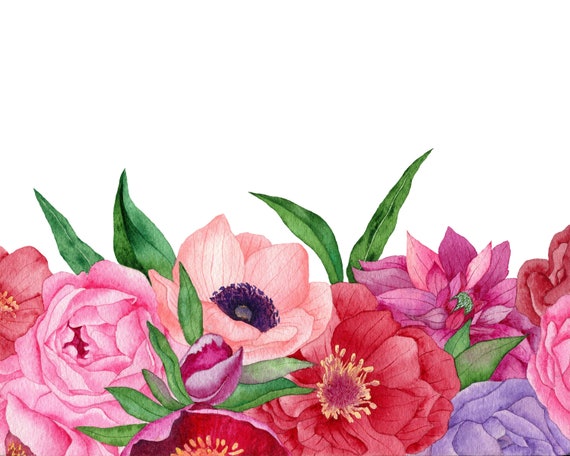 Watercolor flower Printable Art Spring floral Printable Art | Etsy