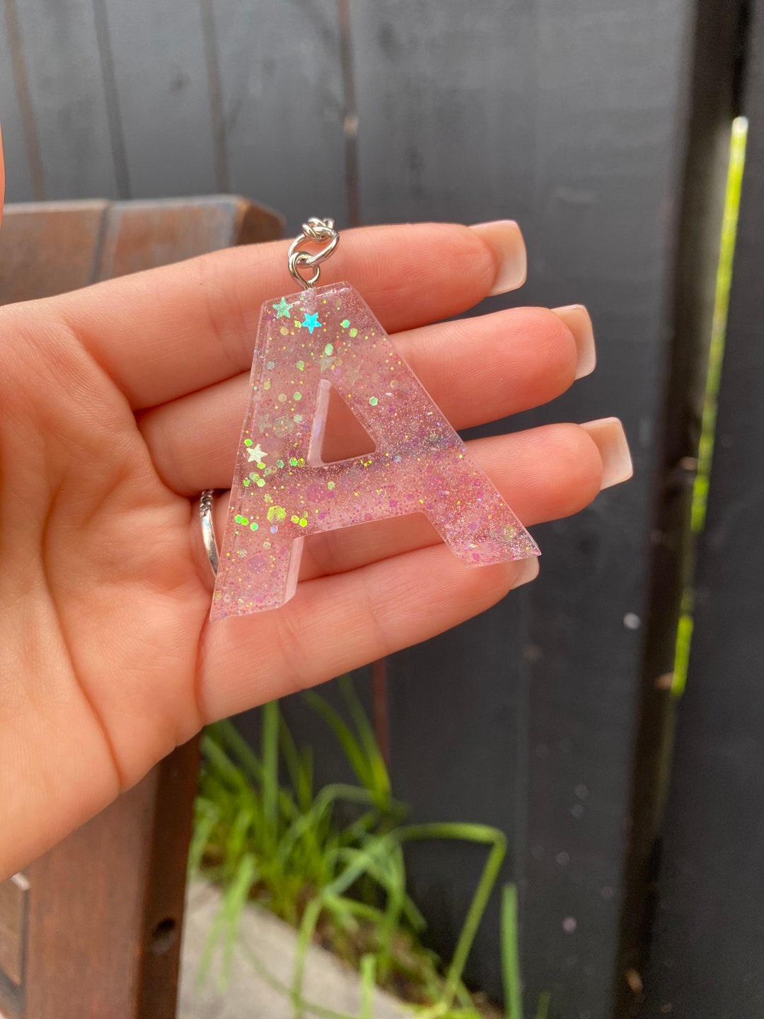 Cute Pink Glitter Letter A Keychain - Etsy