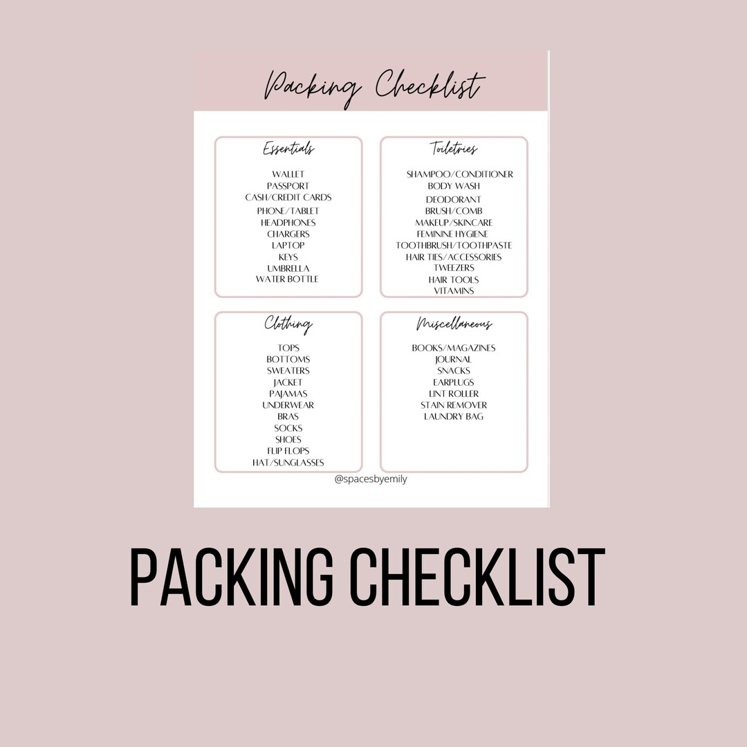 Reusable Packing Checklist (digital Download) - Etsy