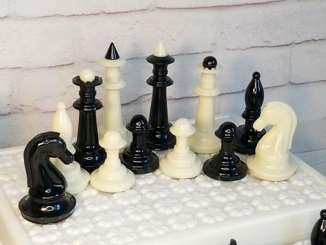 Vintage Plastic Large Chess Set 90s, Chess Board Game, Tactical Board ...