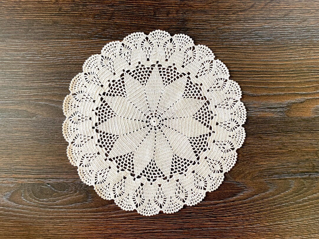 Vintage Crochet Linen Doily 10"/ 25 Cm, Ecru Round Coasters, Beige ...