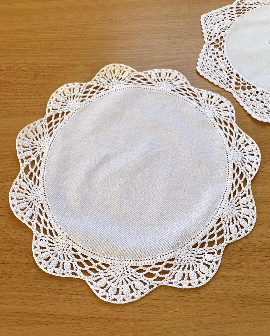 Vintage White Crochet Doily 11", Lace Round Cotton Doily, Dresser Doily ...