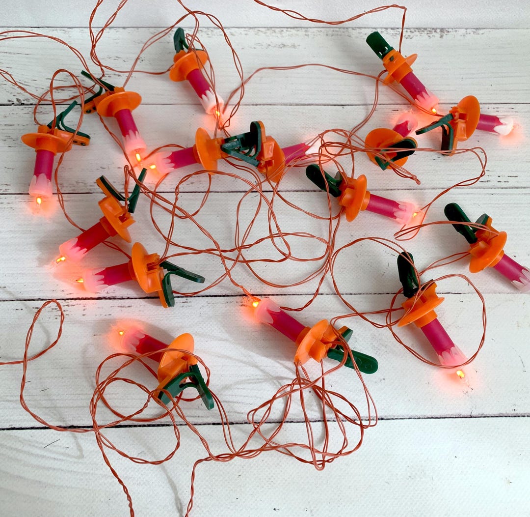 Vintage Electric Orange Lights, Easter or Christmas Garland 80s, Mantel ...