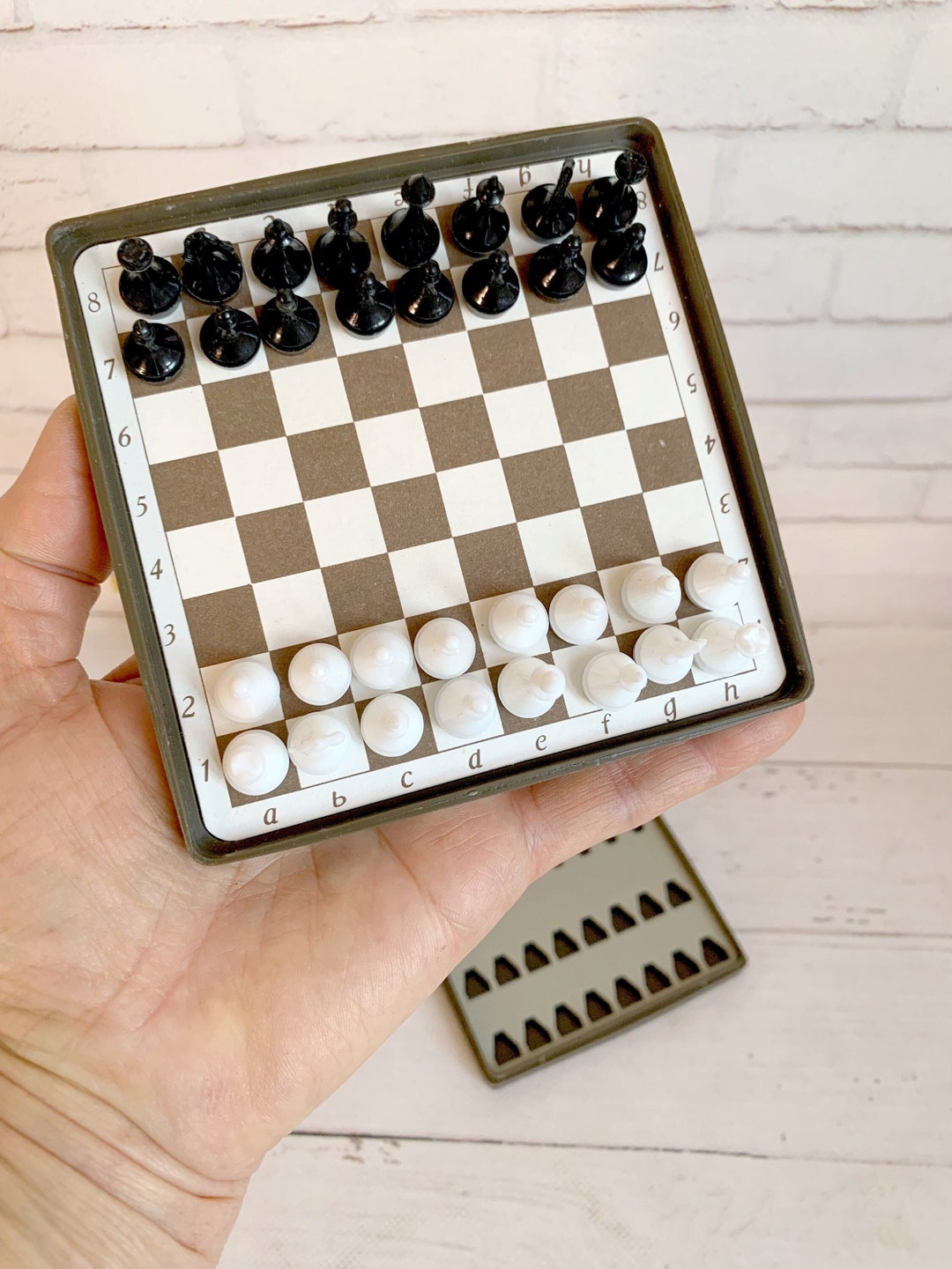 Vintage Mini Travel Pocket Chess Set 80, Tourist Compact Magnetic ...