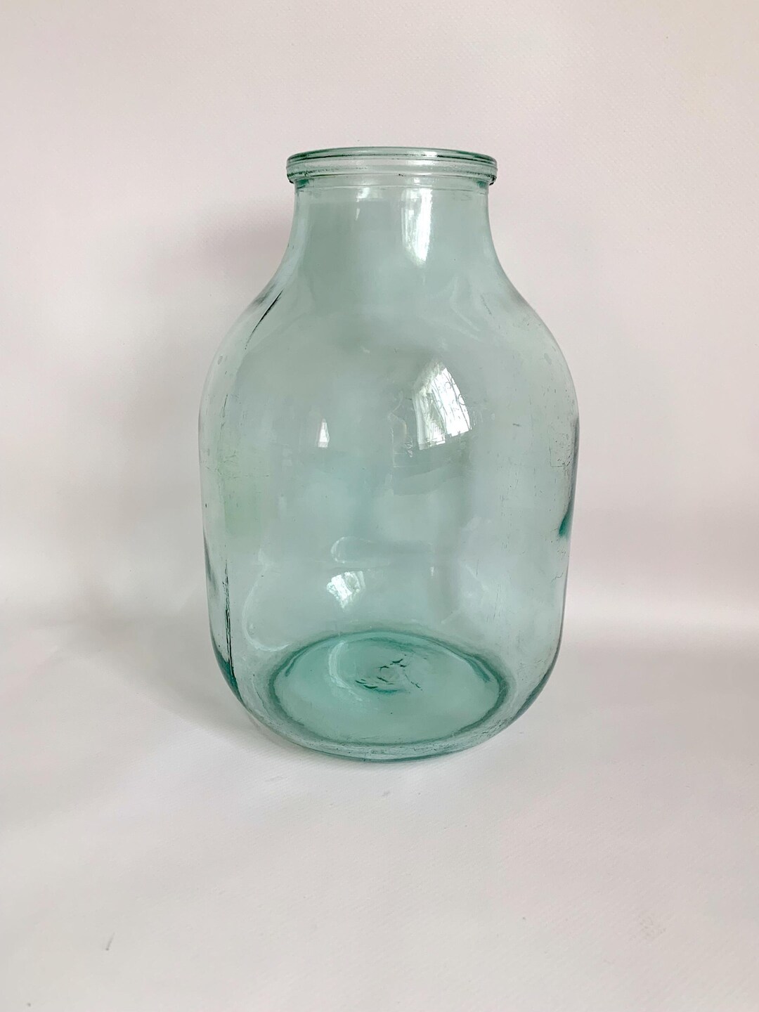 Vintage Large Jar 3L, Light Green Thick Glass, Terrarium, Aquamarine ...